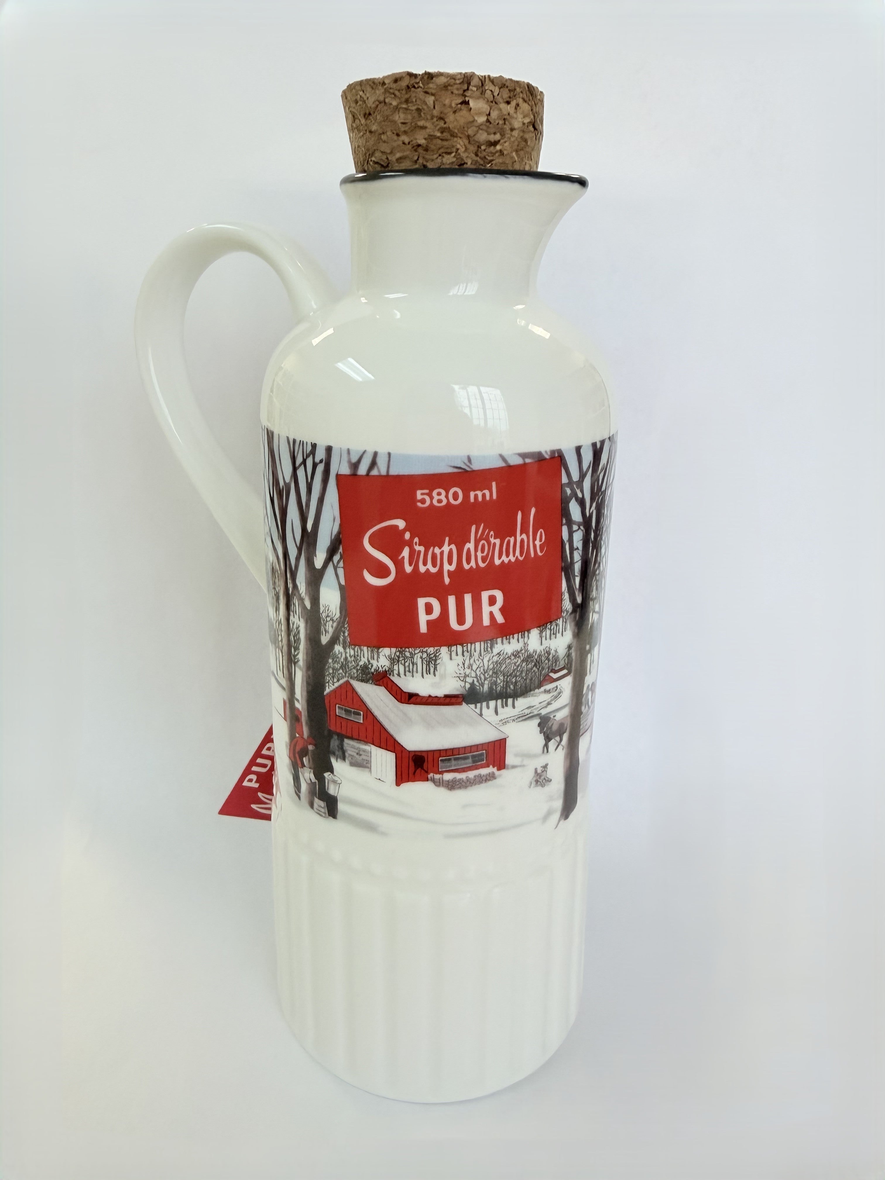 Ceramic Maple Syrup Jug with Wooden Cork Stopper Large 580ml