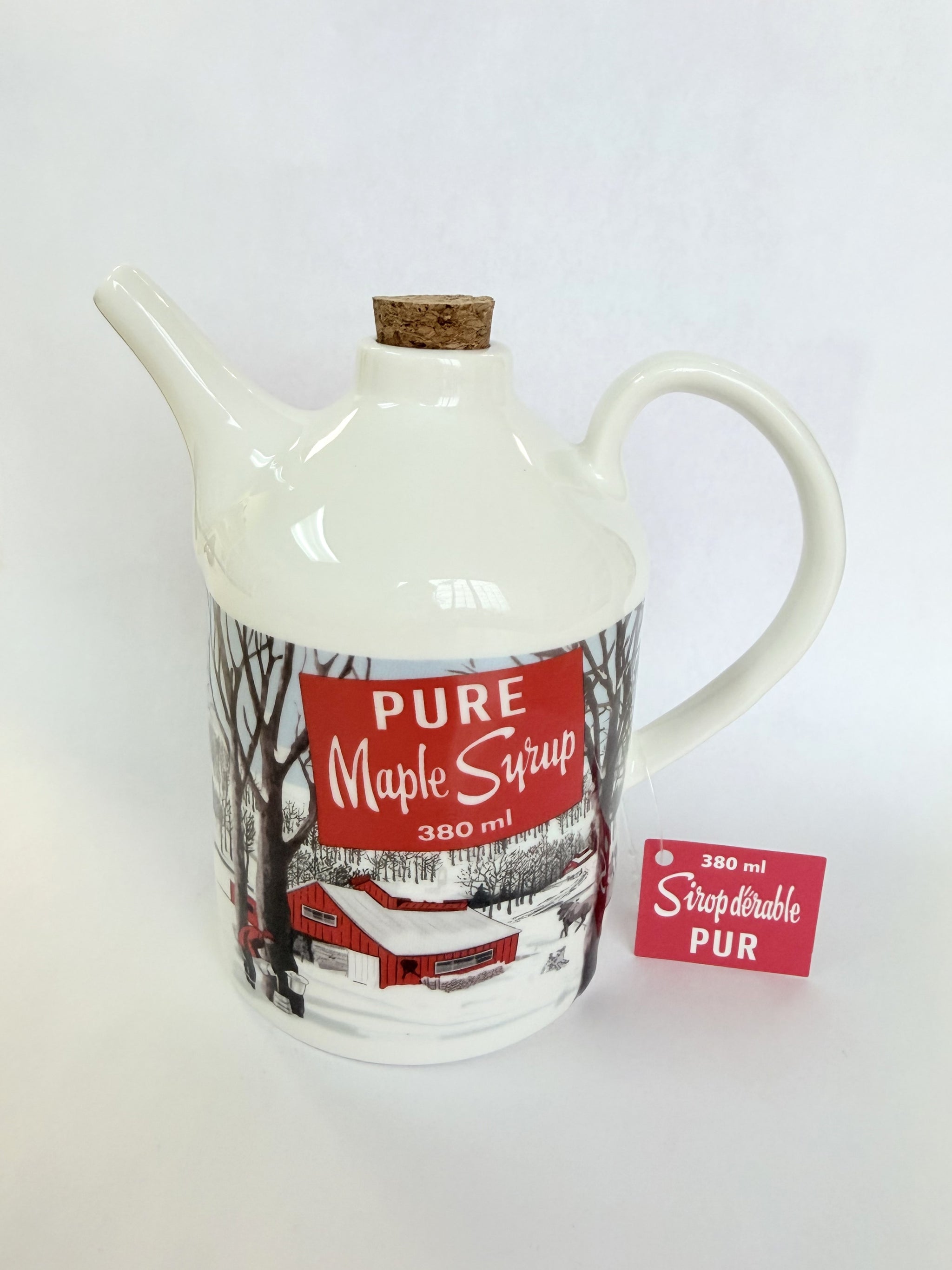 Ceramic Maple Syrup Jug with Wooden Cork Stopper Small 380ml